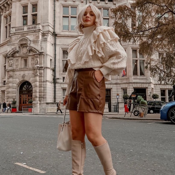 Zara | Sweaters | Last One Nwt Zara Ruffled Cable Knit Sweater | Poshmark